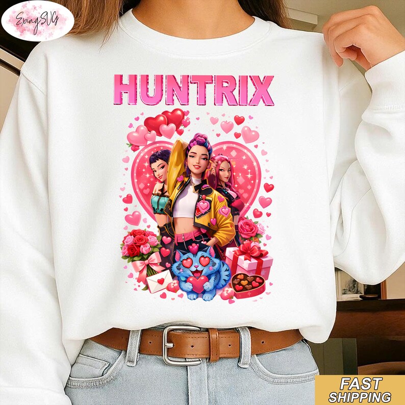 Huntrix Valentine Sweatshirt, Kpop Demon Hunter Anime Shirt, Mira Rumi ...