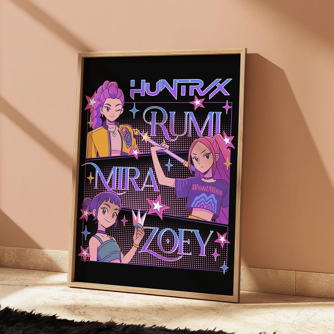 Huntrix Poster Rumi Mira Zoey Kpop Idol Fan Art Print Colorful Anime ...