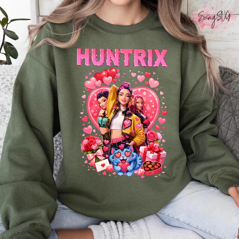 Huntrix Valentine Sweatshirt, Kpop Demon Hunter Anime Shirt, Mira Rumi ...