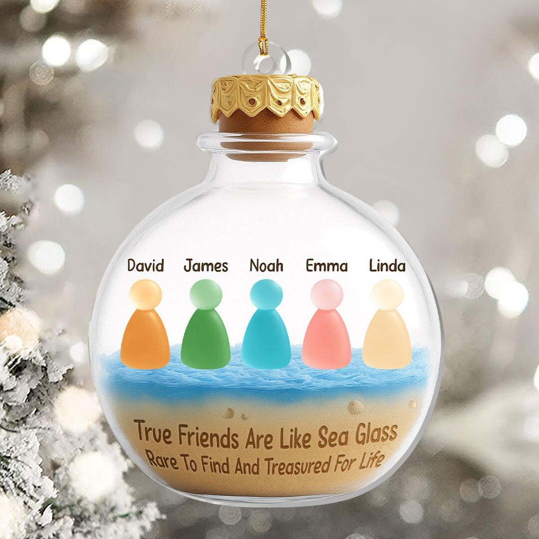 Personalized Sea Glass Friends Ornament – Custom Name Friendship ...