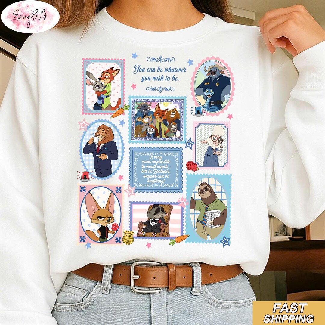 Retro Zootopia Stamp Sweatshirt, Nick and Judy Love Shirt, Disney ...