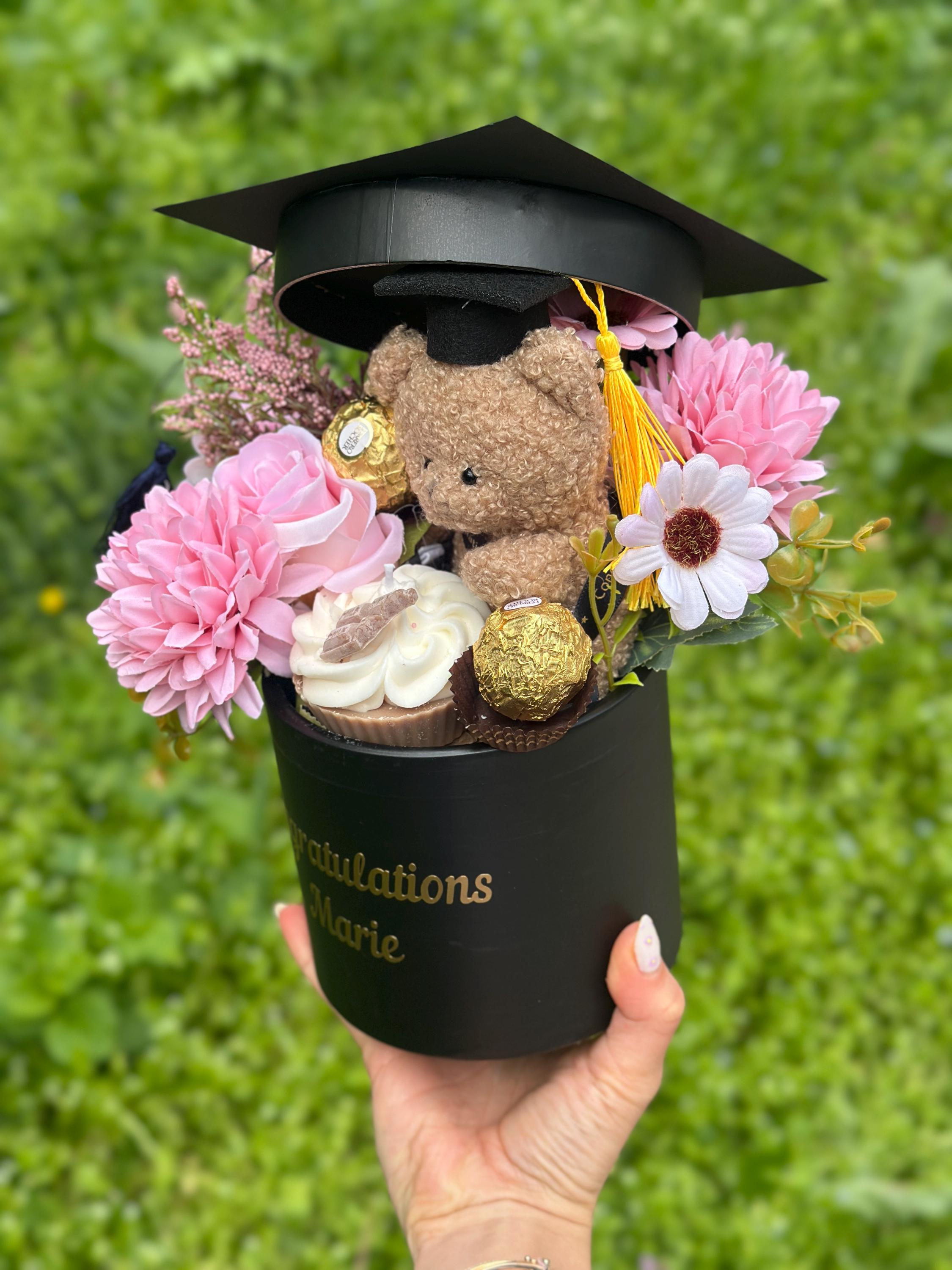 Graduation Gift Set for Her – Floral Hat Box With Celebration Bear ...