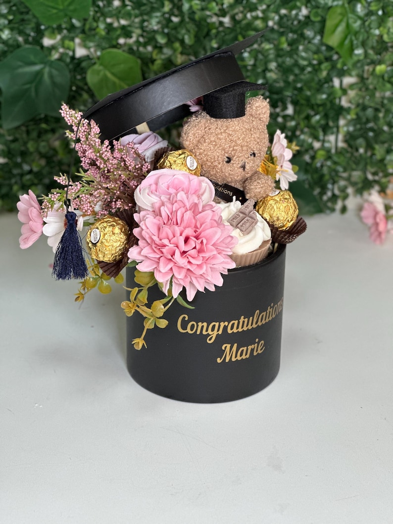 Graduation Gift Set for Her – Floral Hat Box With Celebration Bear ...