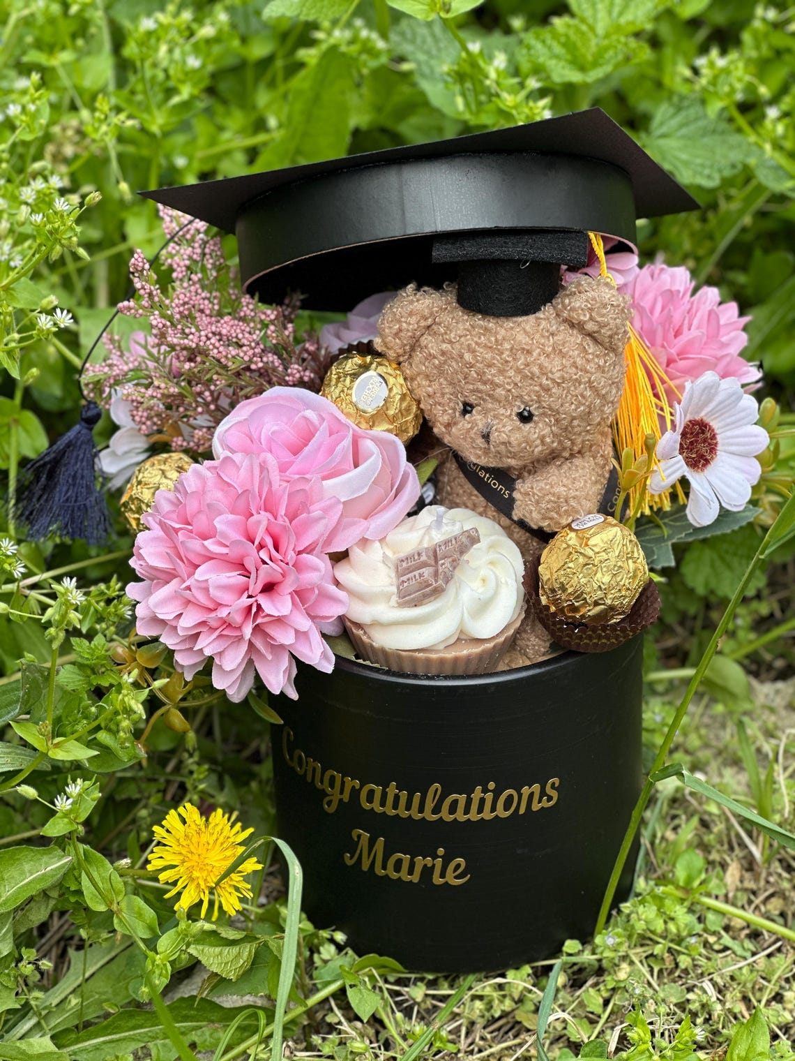 Graduation Gift Set for Her – Floral Hat Box With Celebration Bear ...