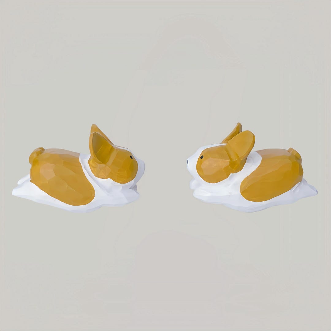 Adorable Handmade Hand - Carved Wooden Corgi Figurine - Kawaii Desktop ...