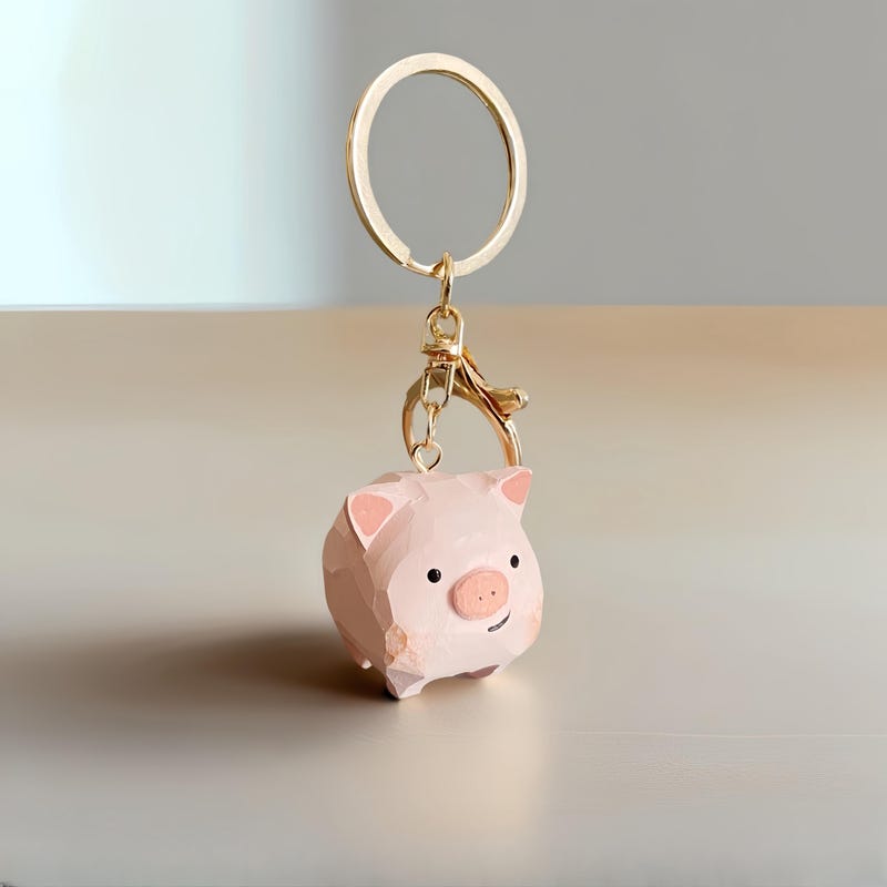 Handmade Cute Pig Keychain - Etsy UK