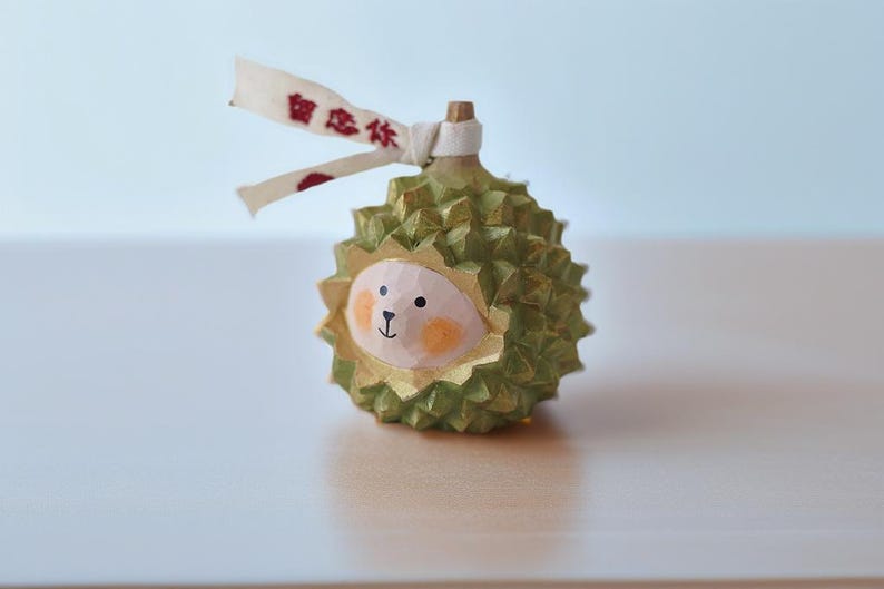 Hand Carved Wooden Durian Ornament,cute Handmade Trinkets Figurine to ...