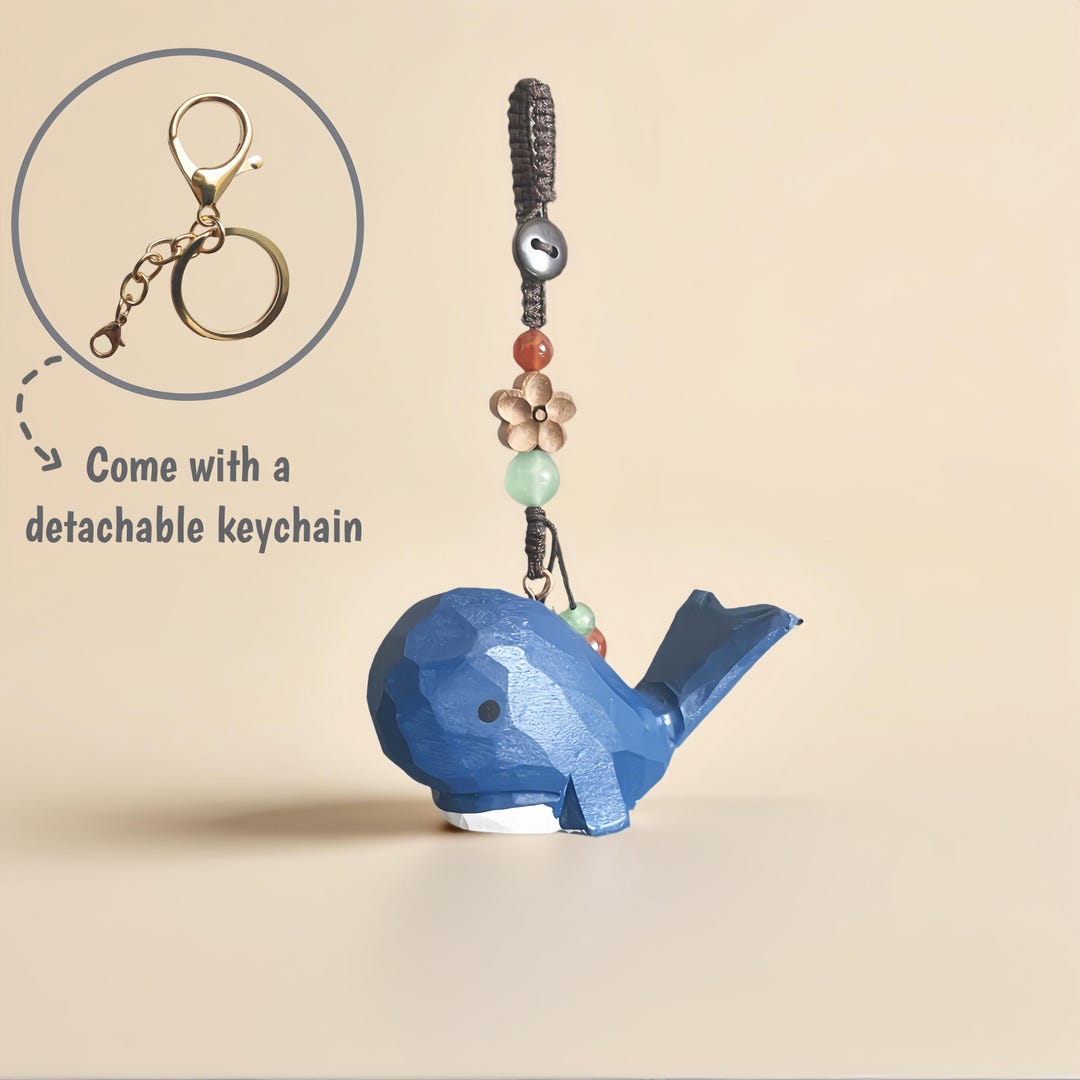 Hand Carved Wood Blue Whale Keychain: Healing Gift,bag Charms,lucky ...