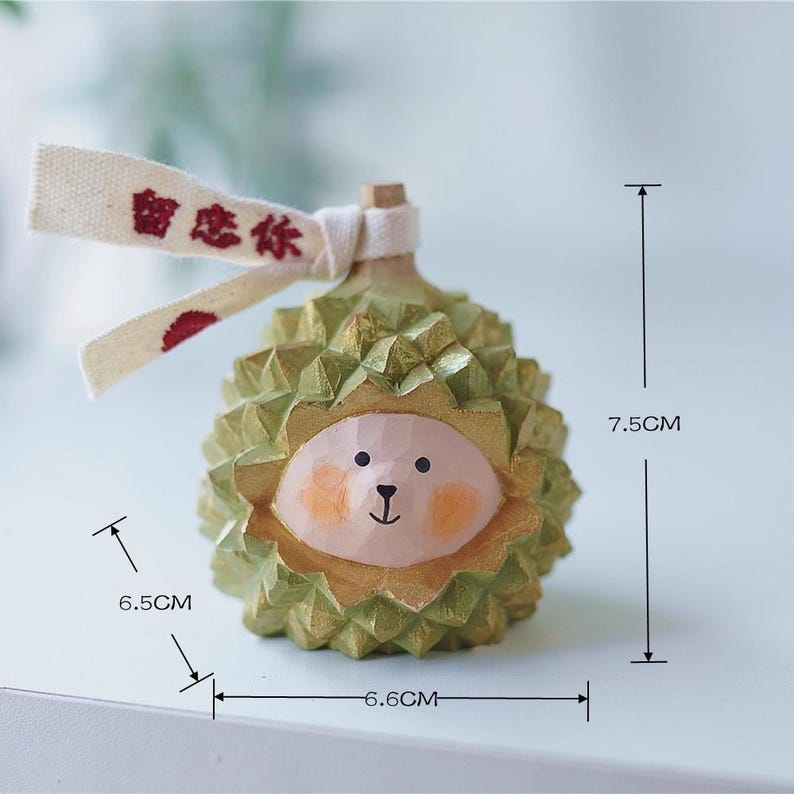 Hand Carved Wooden Durian Ornament,cute Handmade Trinkets Figurine to ...