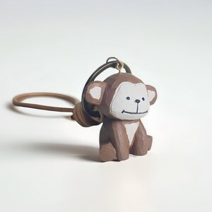 Wooden Monkey Keychain,handmade Cute Animal Pendant for Bags, Keys ...