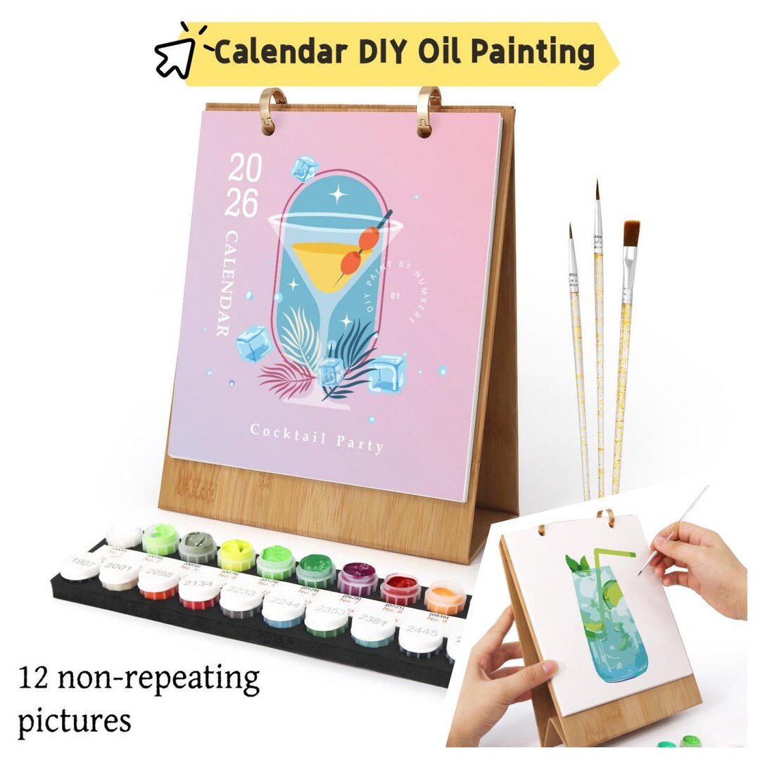 2026 DIY Hand-painted Calendar Kit: Plant-based Paints, Art Canvas Gift ...