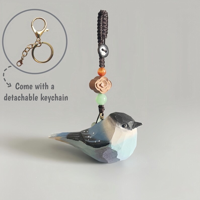Handmade Wooden Magpie/bird Keychain, Pet Keychain,bag Charms Keychain ...