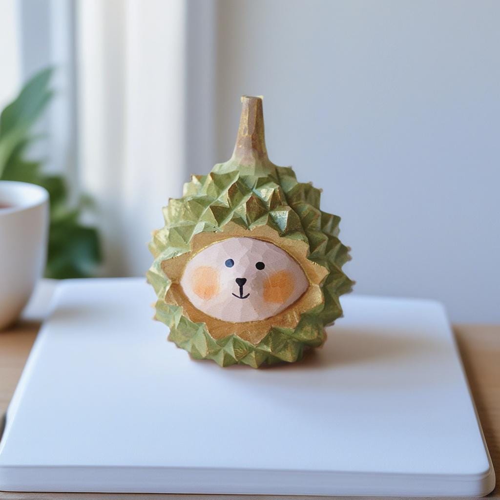 Hand Carved Wooden Durian Ornament,cute Handmade Trinkets Figurine to ...