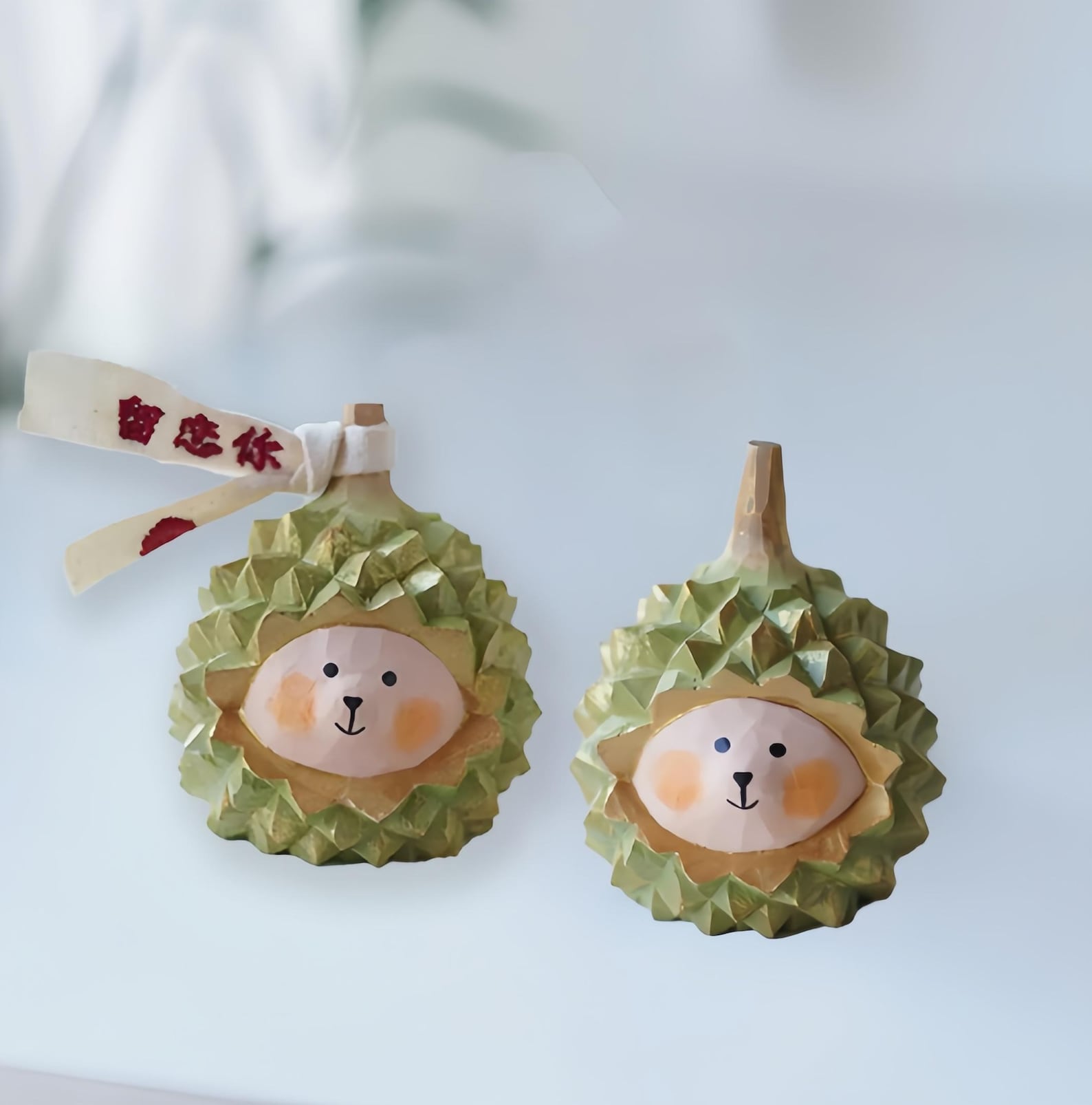 Hand Carved Wooden Durian Ornament,cute Handmade Trinkets Figurine to ...