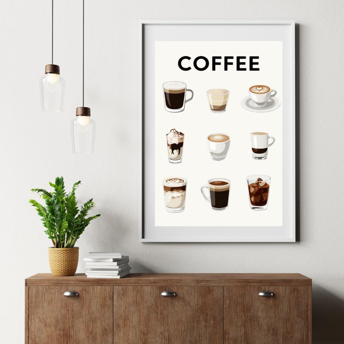 Coffee Menu Wall Art | Modern Coffee Drink Chart Printable | Digital ...