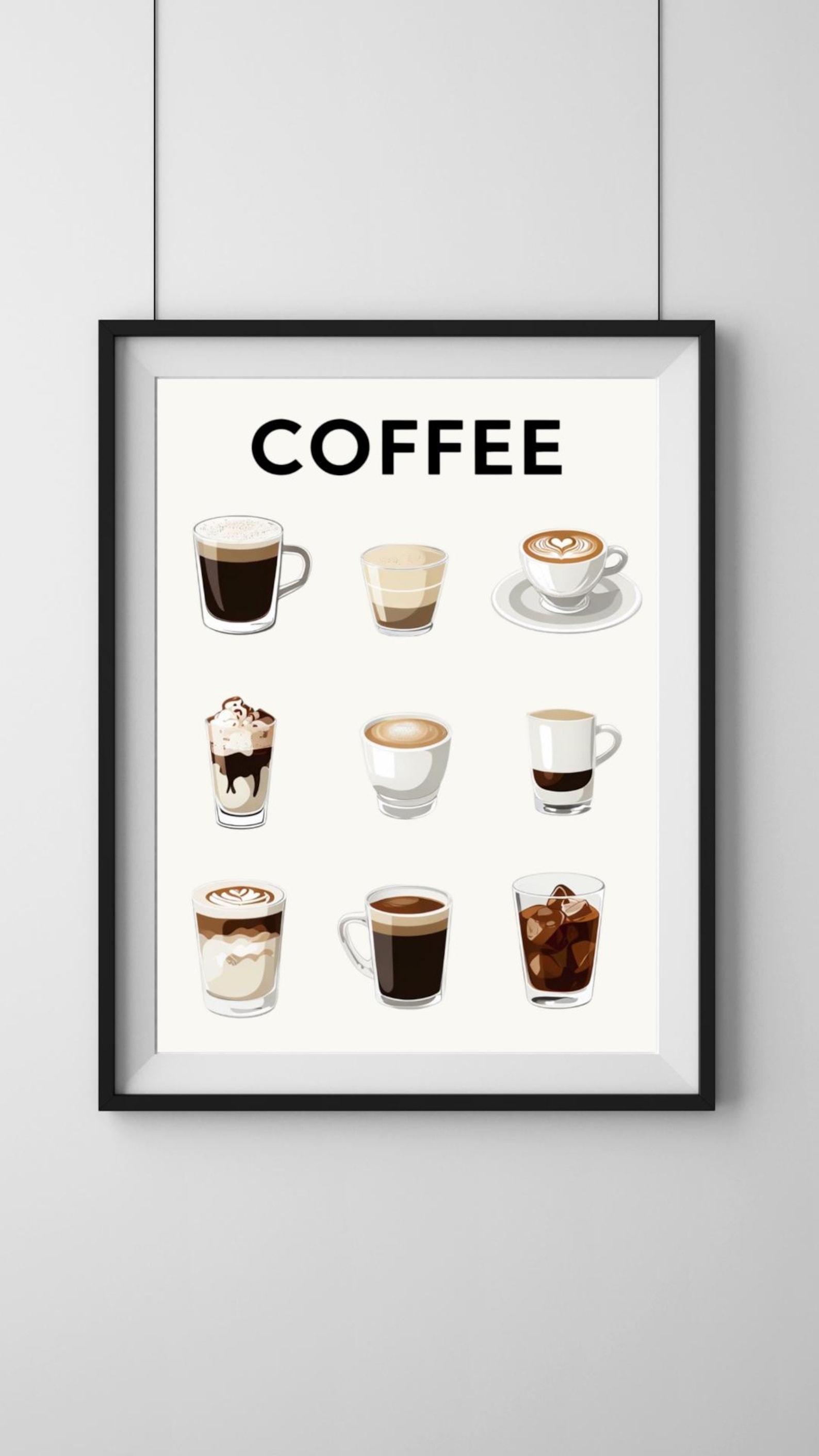 Coffee Menu Wall Art | Modern Coffee Drink Chart Printable | Digital ...