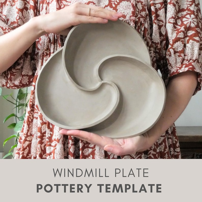 Windmill Plate Pottery Template | Slab Building Tutorial | Ceramic ...