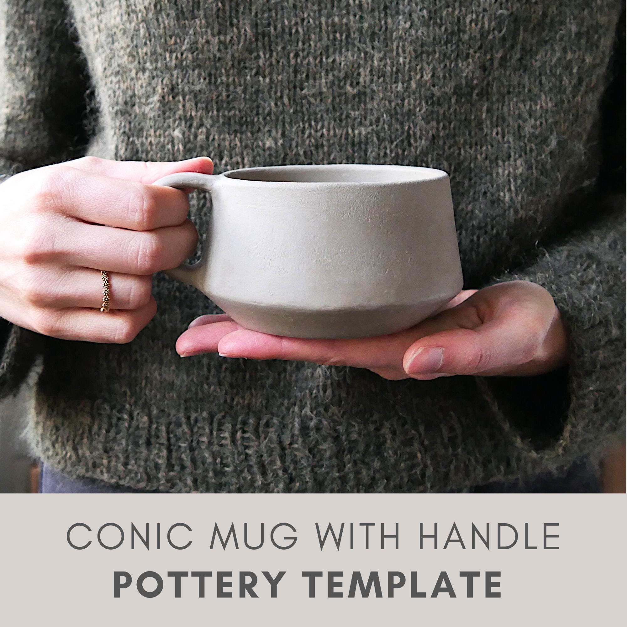 Wide Conic Mug Pottery Template | Slab Building Tutorial | Large Tea ...