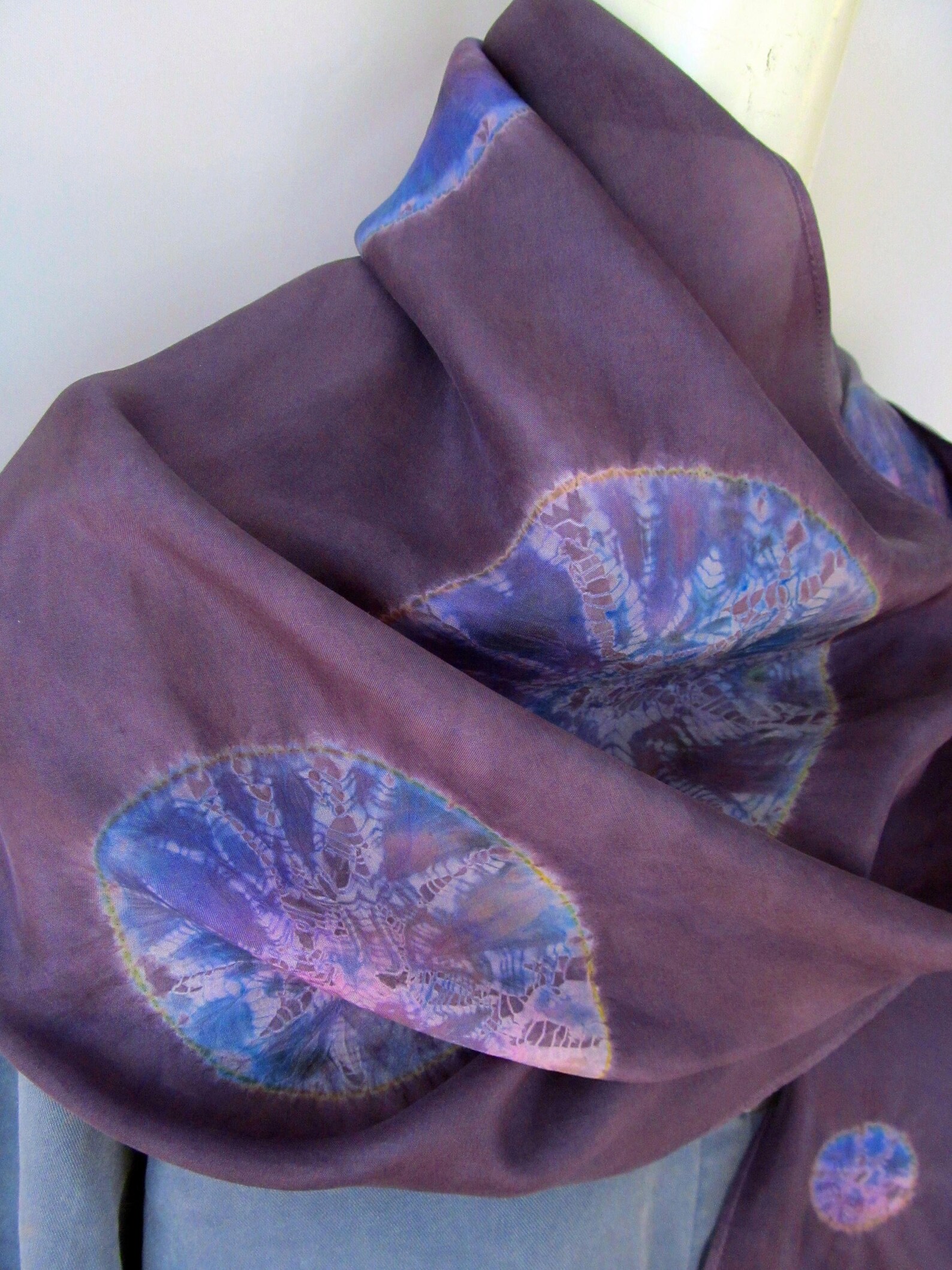 Purple Silk Shibori Scarf - Etsy