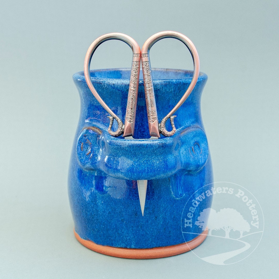 Blue Craft Caddy With Scissors, Notion Jar With Shears - Etsy