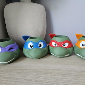 Ninja Turtles Pen Holder & Planter – 3D Printed TMNT Desk Organizer | 4 ...