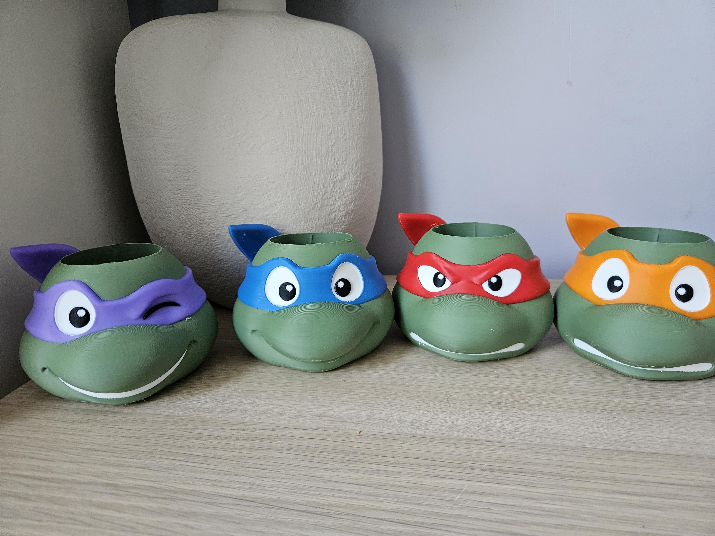 Ninja Turtles Pen Holder & Planter – 3D Printed TMNT Desk Organizer | 4 ...
