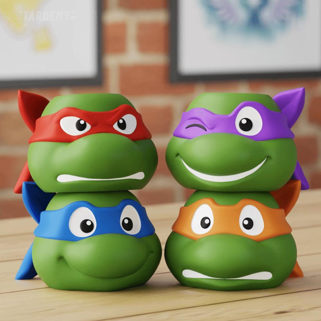 Ninja Turtles Pen Holder & Planter – 3D Printed TMNT Desk Organizer | 4 ...