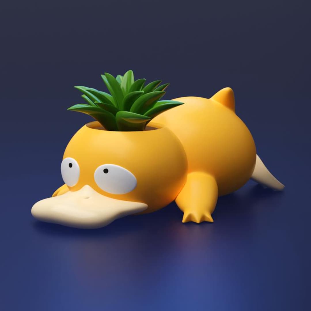 Psyduck Psykokwak Pokémon Planter – 3D Printed Succulent & Flower Pot ...