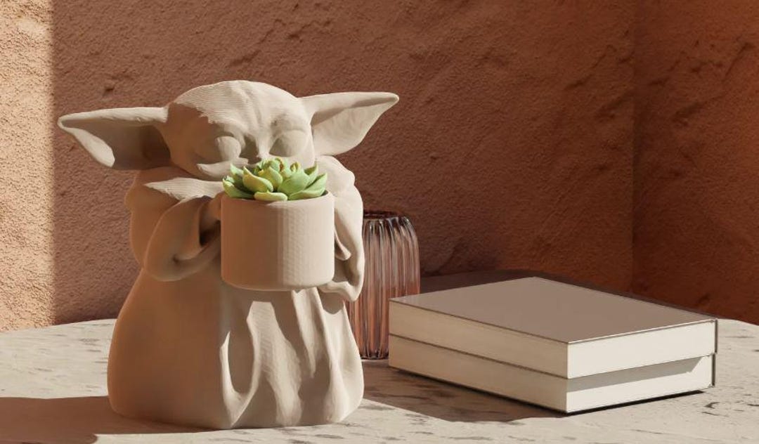 Grogu (baby Yoda) Planter: 3D Printed Star Wars Desk Decor - Etsy
