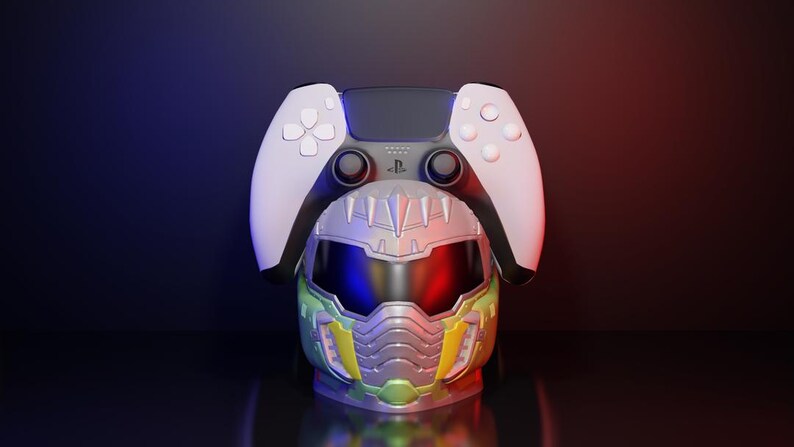 Doom Slayer Helmet Controller Stand – 3D Printed Gamepad Holder – PS5 ...