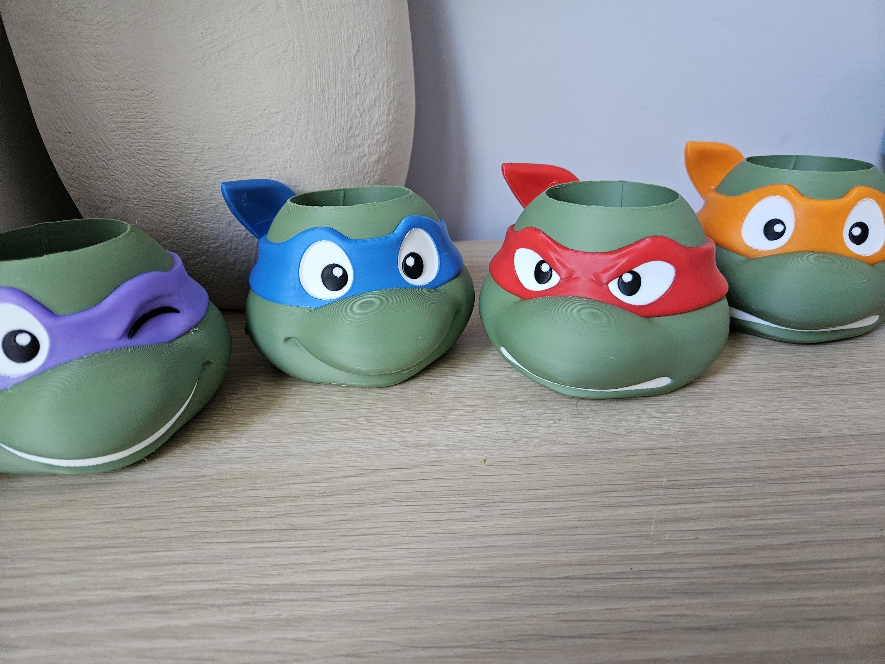 Ninja Turtles Pen Holder & Planter – 3D Printed TMNT Desk Organizer | 4 ...