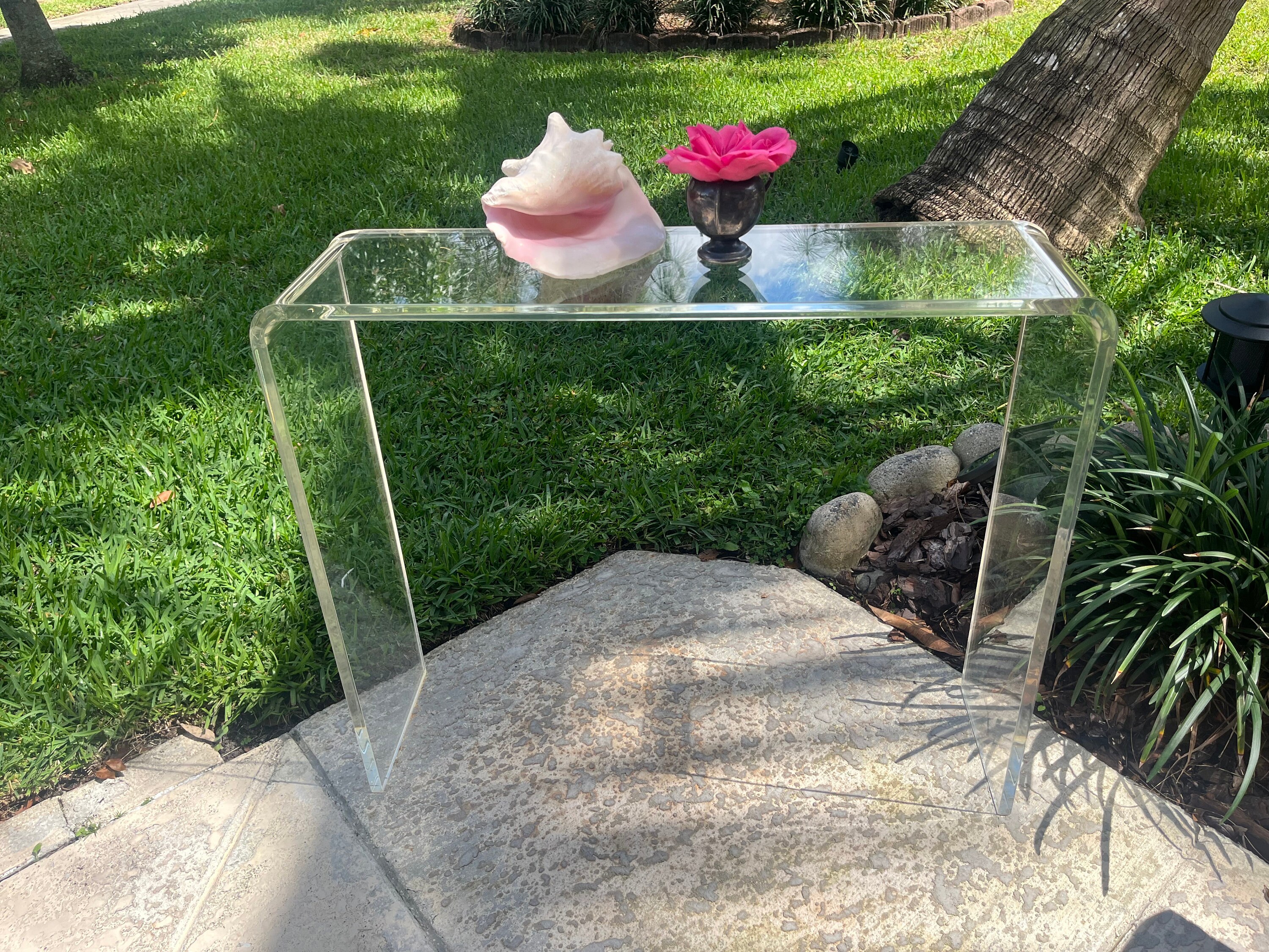 Vintage Waterfall Lucite Console Table Etsy