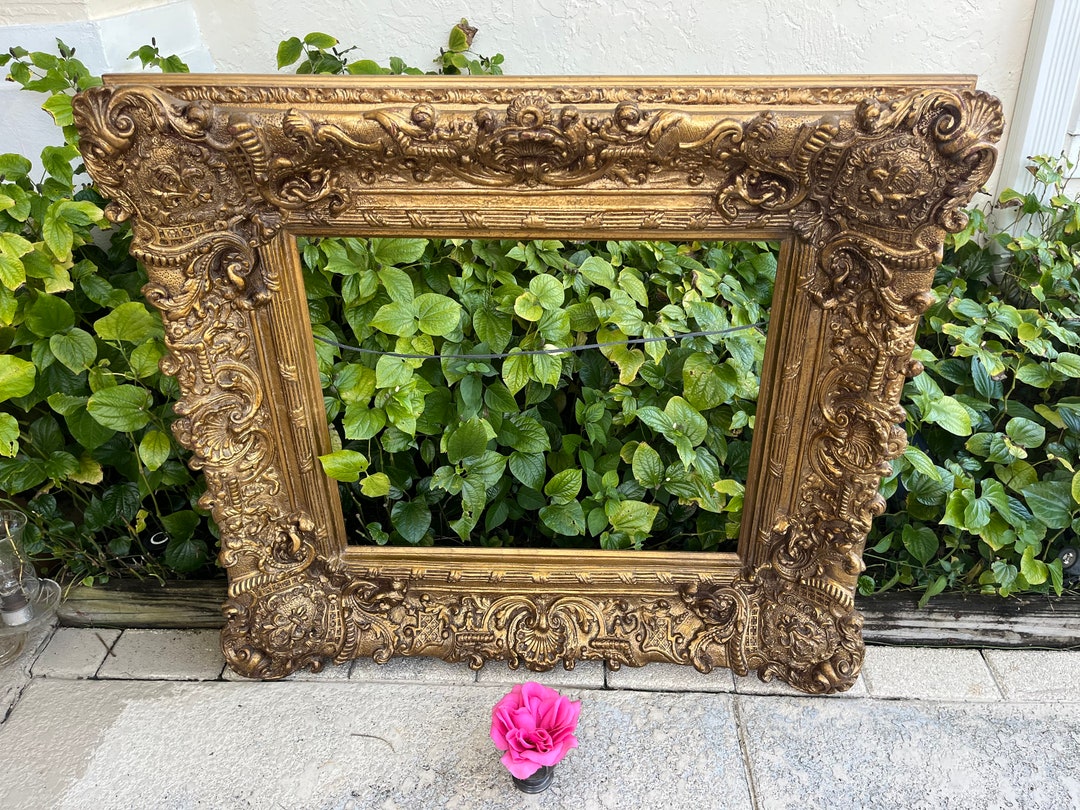 Baroque Rococo Gold Frame, Large Ornate Baroque Gold Frame, Gold Shell ...