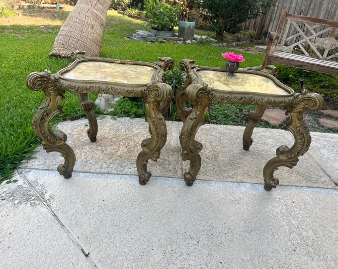 ROCOCO BAROQUE SIDE Tables, Pair of Baroque Carved Ornate Side Tables ...