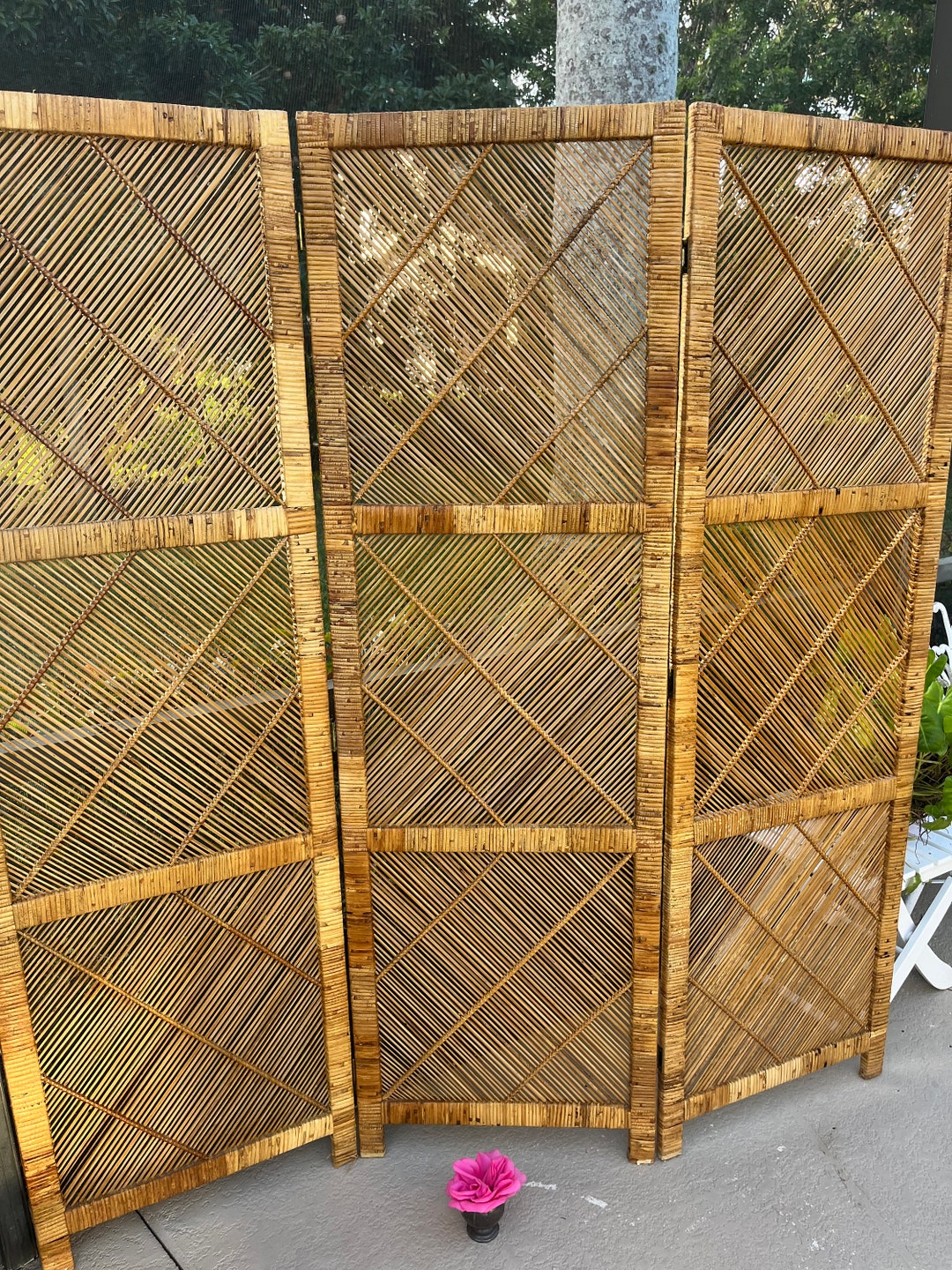 Rattan Woven Tri Fold Screen, Wicker Folding Screen - Etsy
