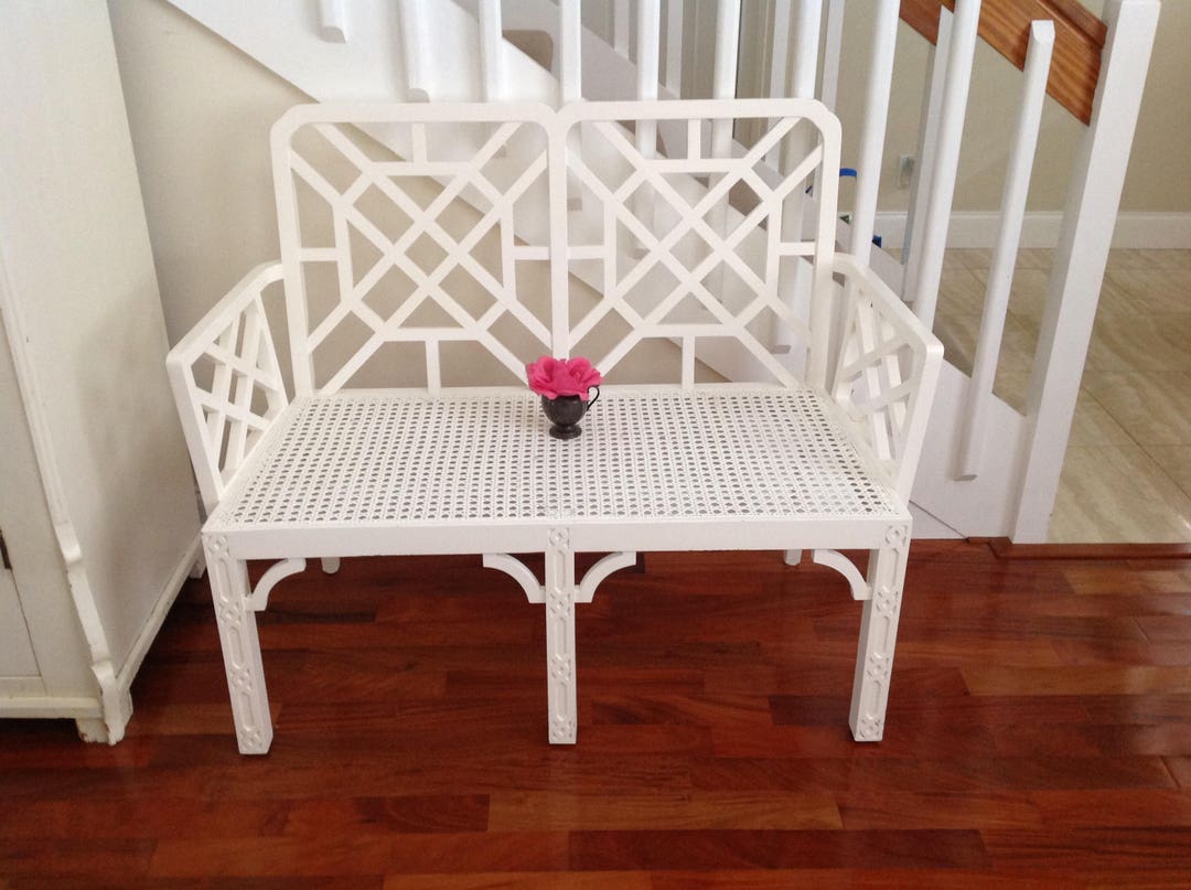 Sold FRETWORK BENCH With CANE Seat / Fretwork Bench /chippendale ...