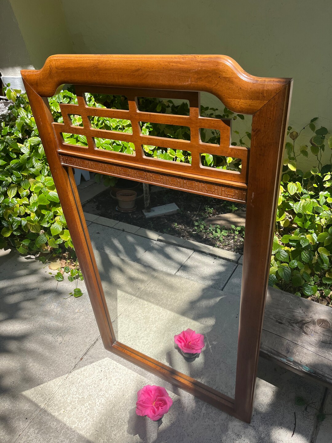 PAGODA ASIAN MIRROR Mandarin Palm Beach Hollywood Regency Boho - Etsy