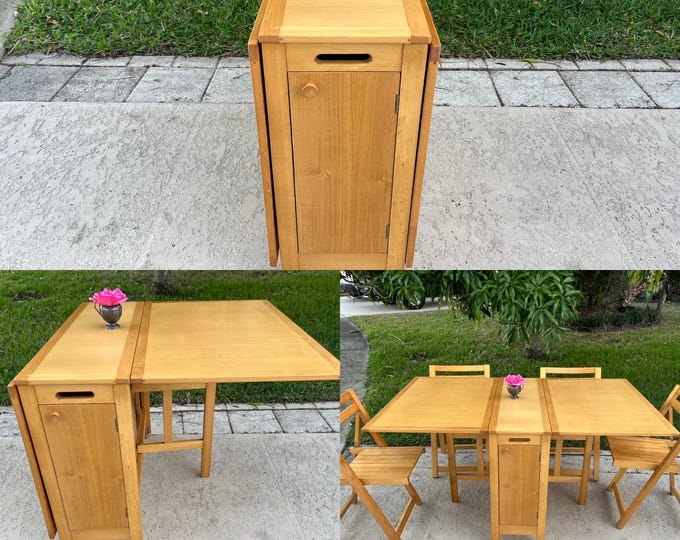 SOLD Romanian Drop Leaf Dining Table With Stow Away Four Chairs - Etsy