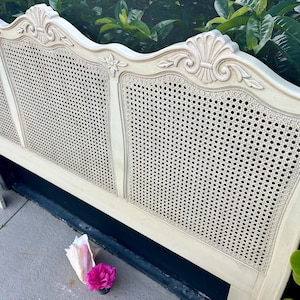 French Provincial Cane Headboard, French Country Cane Carved Shell ...