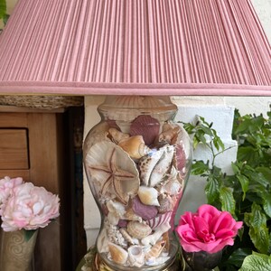 Ginger Jar Seashell Lamp, Glass Ginger Jar Lamp Full of Shells, Pink ...