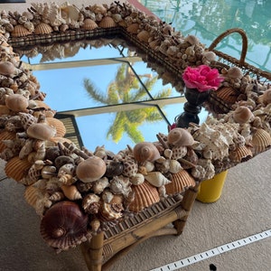 LARGE SEASHELL MIRROR, Mid Century Shell Encrusted Mirror, 42 Tall ...