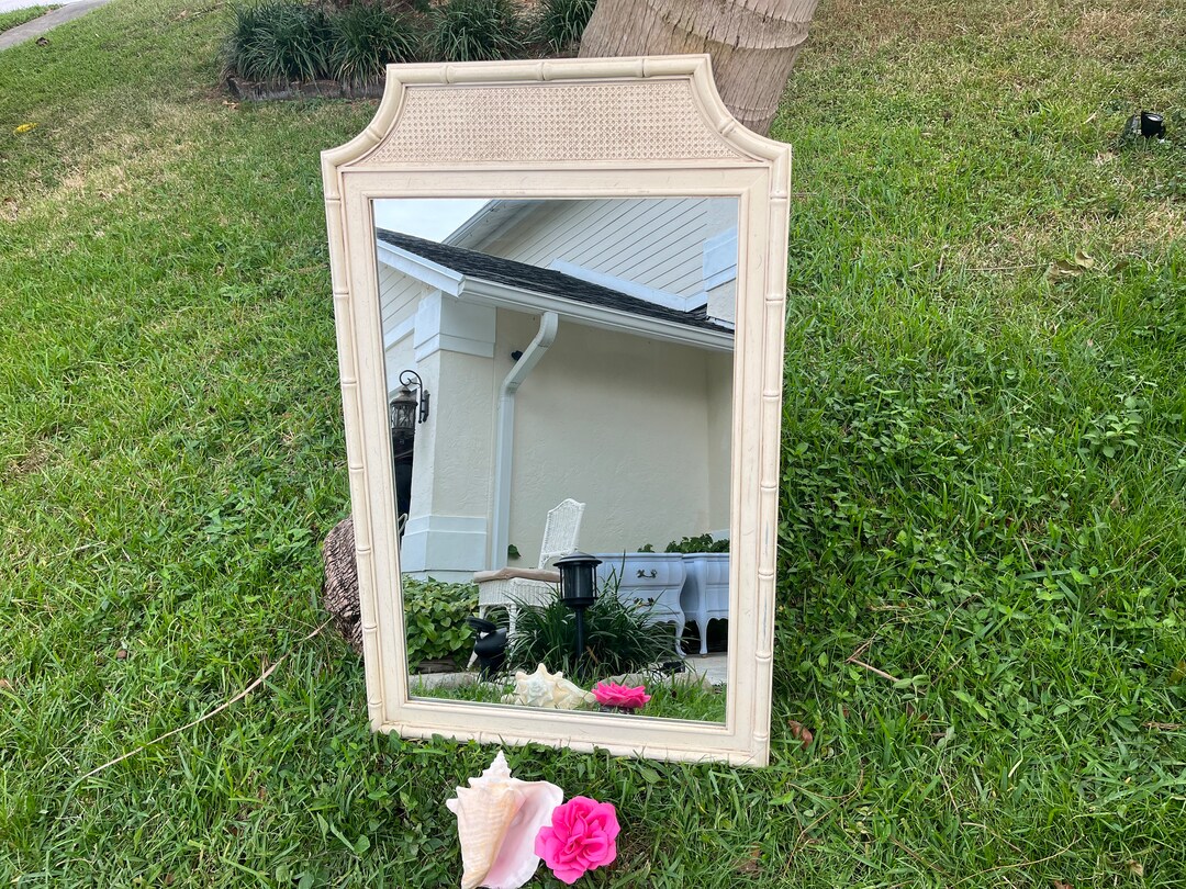 Faux Bamboo Pagoda Mirror, Chinoiserie Bamboo Rattan Mirror, Bamboo ...