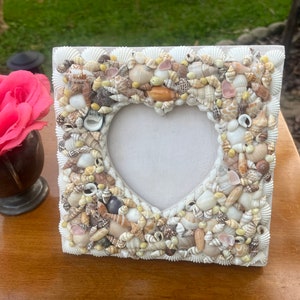 SEA SHELL FRAME, Heart Shell Frame , Coastal Sea Shell Mirror, Cute ...