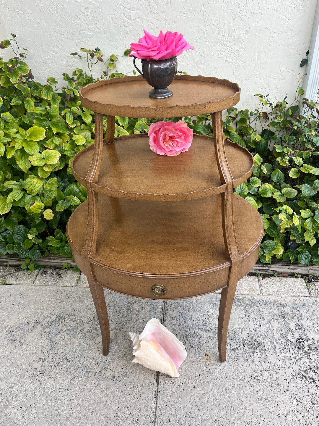 Vintage French Country Tea Table, 3-tier Scalloped Edge, Shabby Chic ...