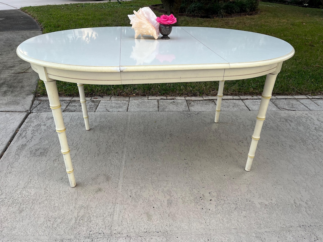 Faux Bamboo Dining Table With Leaf, Faux Bamboo Round/oval Dining Table ...