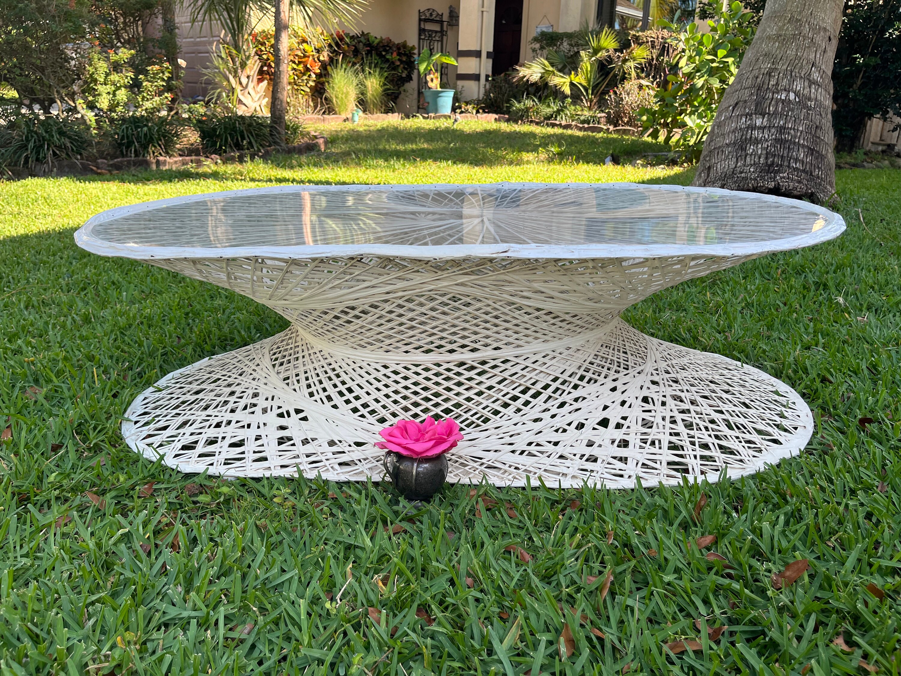 RUSSELL WOODARD STYLE Spun Fiberglass Coffee Table Plexiglass Top Mid Century Coffee Table Etsy