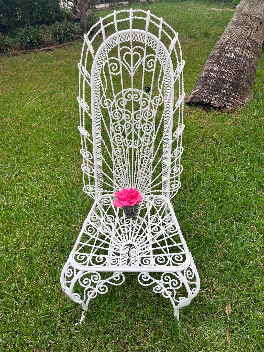 Salterini Style Tall Back Wrought Iron Scroll Chair, Vintage Spanish ...