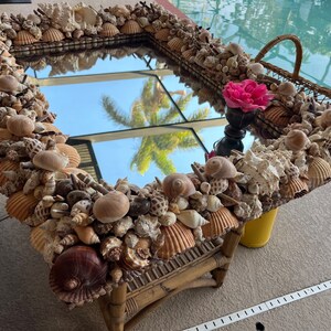 LARGE SEASHELL MIRROR, Mid Century Shell Encrusted Mirror, 42 Tall ...