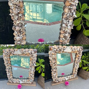 LARGE SEASHELL MIRROR, Mid Century Shell Encrusted Mirror, 42 Tall ...