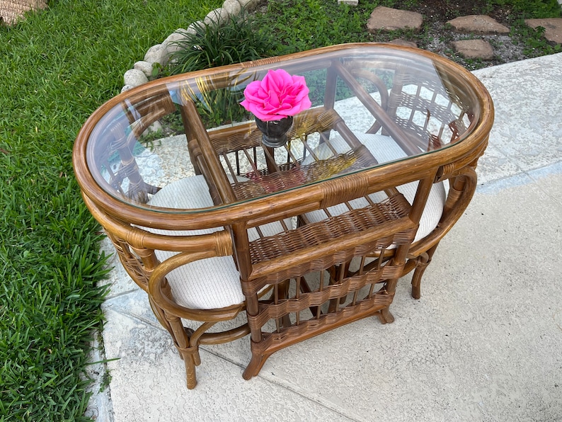 SOLD SOLD Bamboo Rattan Bistro Honeymoon Table Set, Vintage Bamboo ...